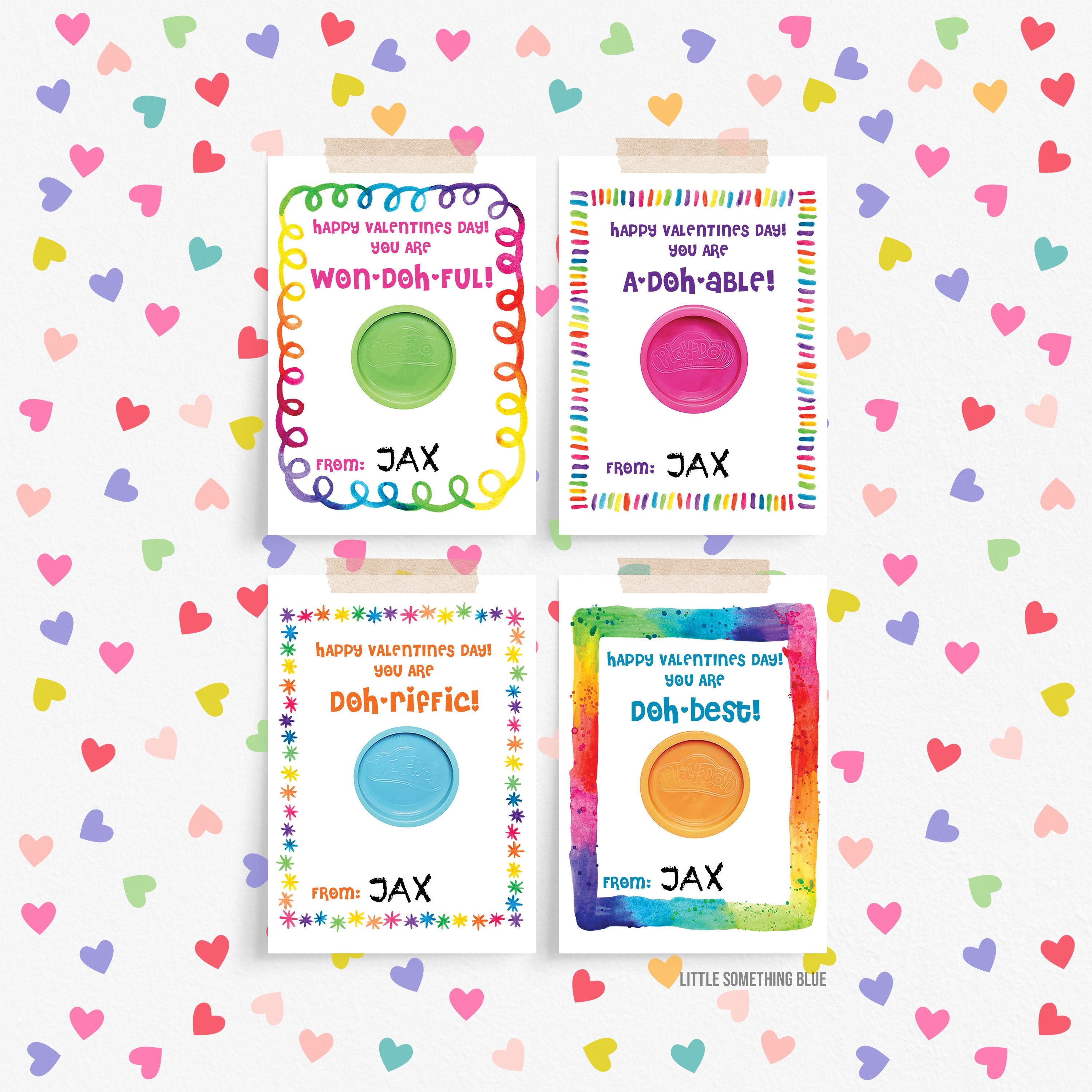 Playdoh Printable Valentine's Cards Candy Free Valentine | Etsy