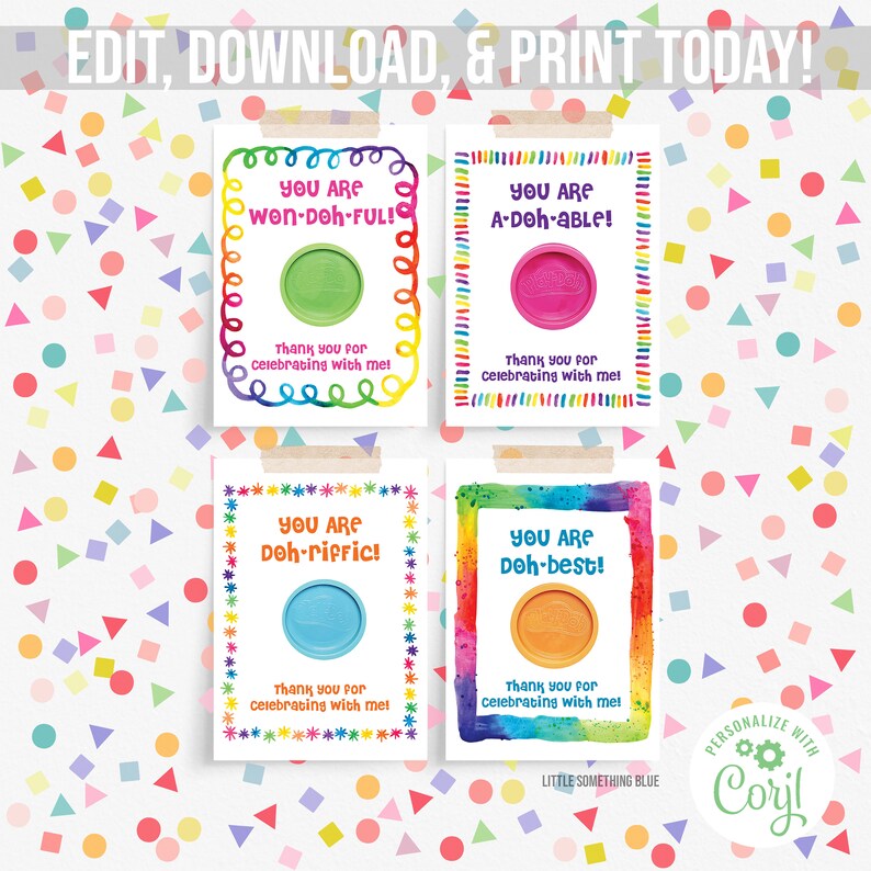 Personalized Playdoh Printable Party Favors Candy Free Party - Etsy