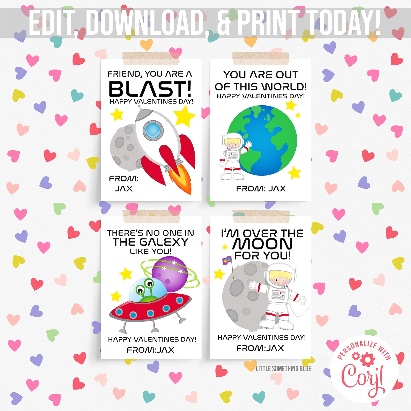 Printable Outer Space Valentine Cards Space Valentine Kids - Etsy