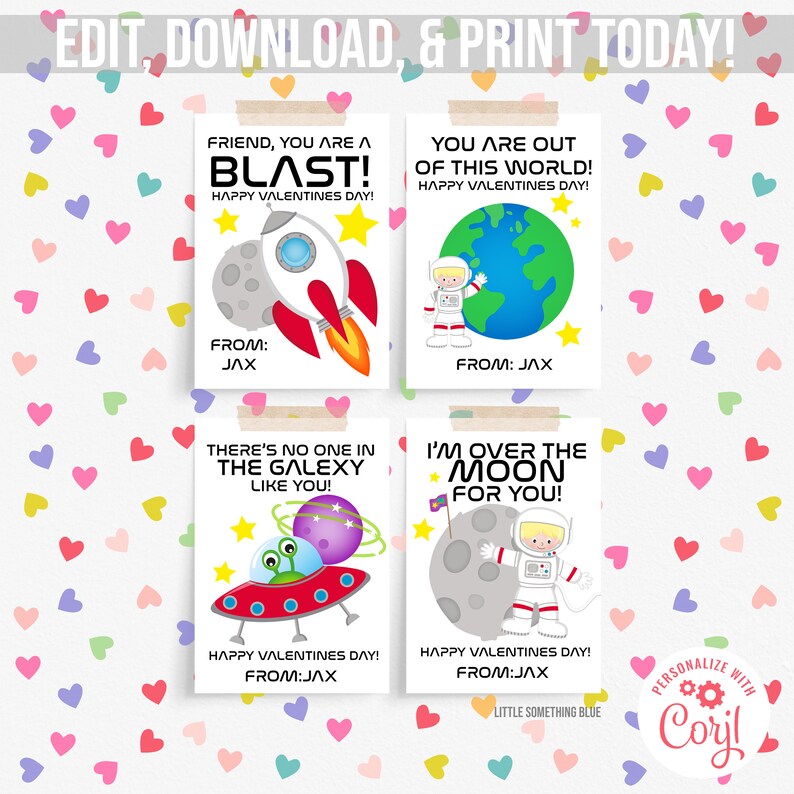 Printable Outer Space Valentine Cards Space Valentine Kids - Etsy
