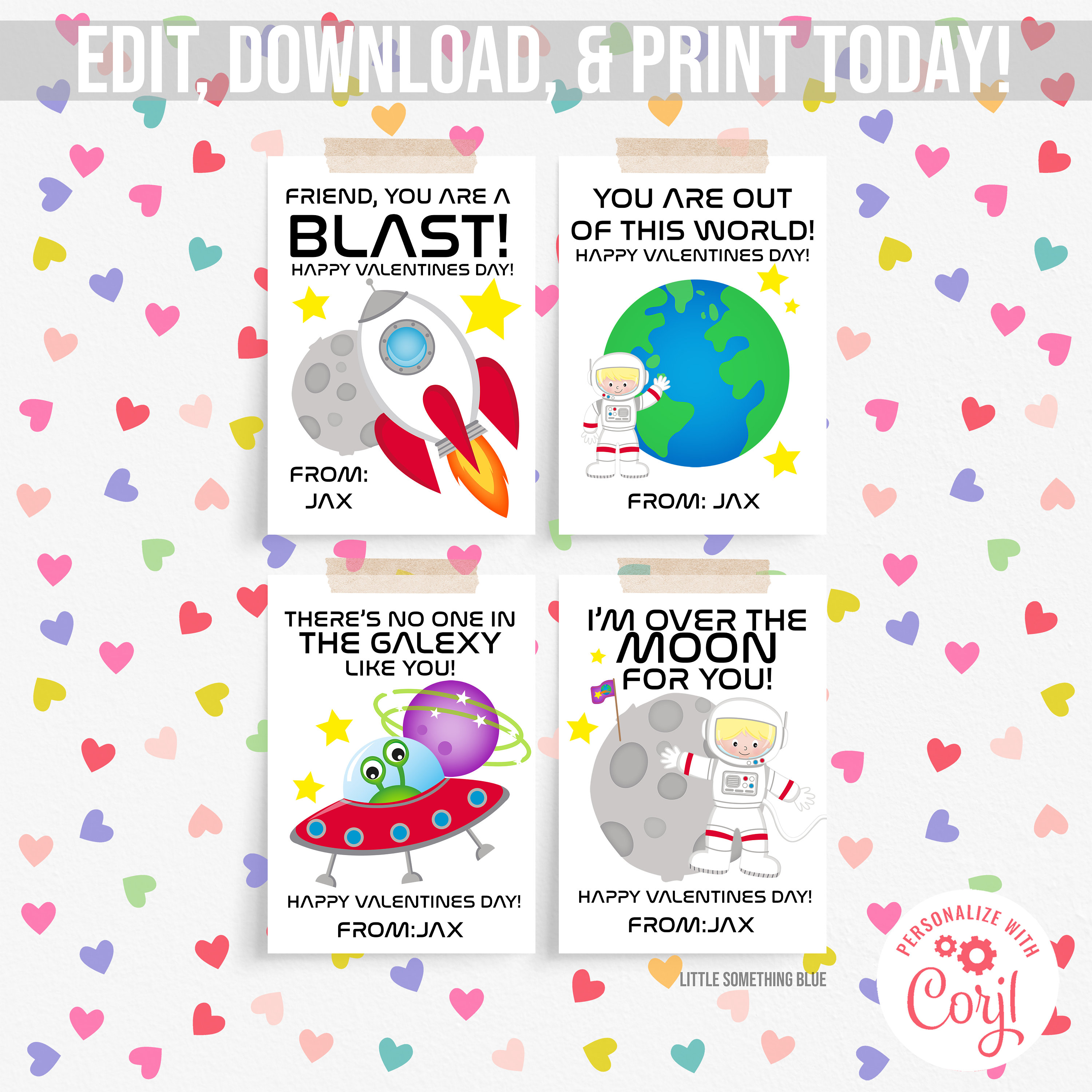 Printable Outer Space Valentine Cards Space Valentine Kids - Etsy