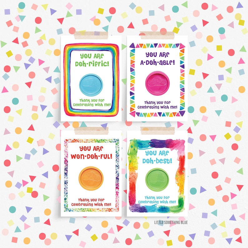 Playdoh Printable Party Favors Candy Free Party Favor Non-candy Card ...