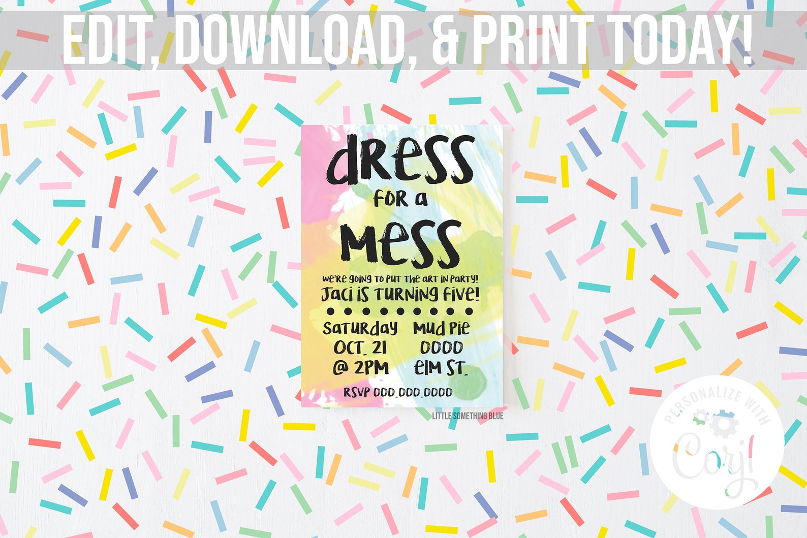 Dress for a Mess Paint Party Invitation Paint Splatters Paint Party ...