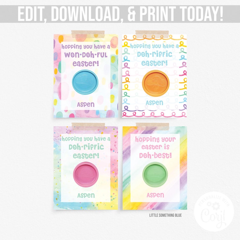 Playdoh Printable Easter Cards Candy Free Easter Non-candy Card Kids ...