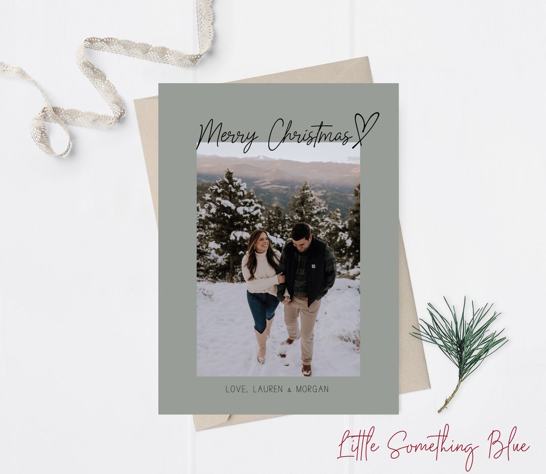 Modern Photo Holiday Card Template Minimalist Christmas Card - Etsy