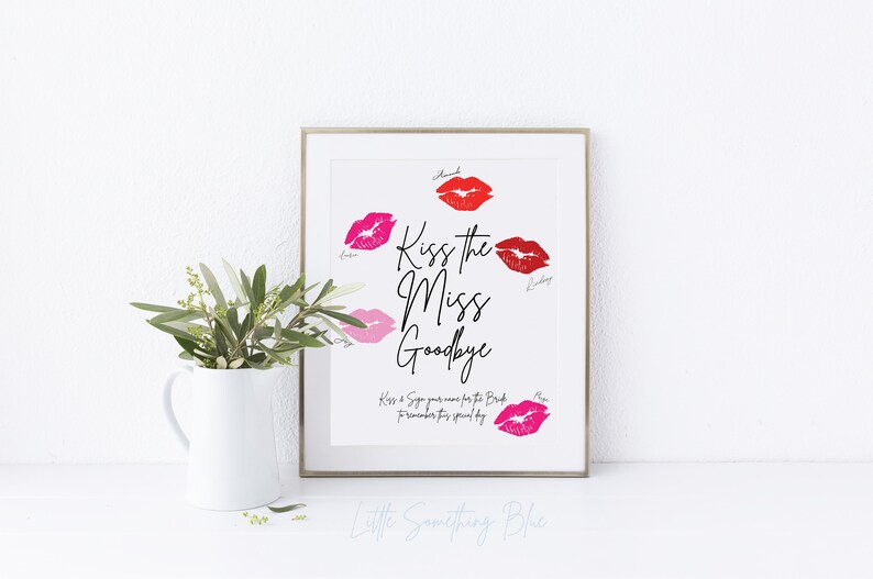 Printable Kiss the Miss Goodbye Sign Kisses Guestbook - Etsy
