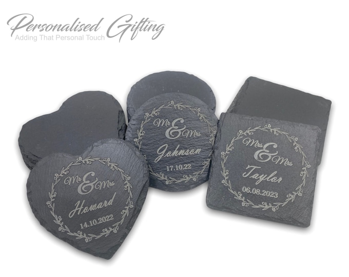 Engraved Wedding Favour Slate Coasters / Quality Save the Date ...