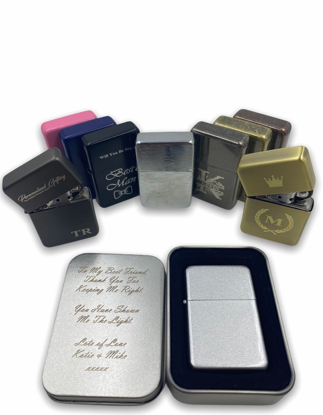 Personalised Engraved Lighter Any Logo Any Text Metal Personalized Flip ...