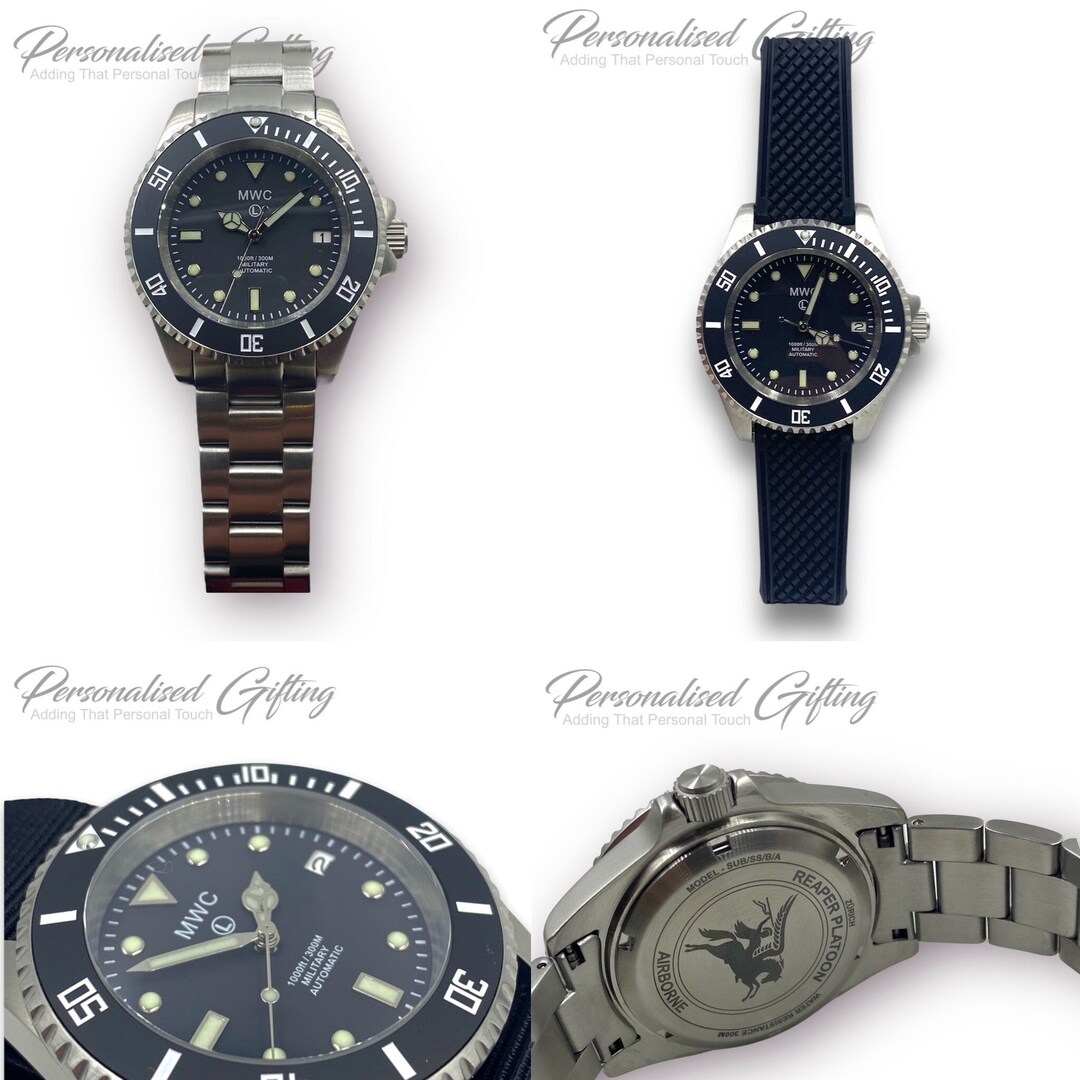 Personalised Submariner Divers Watch Military Bespoke Engraved Quartz ...