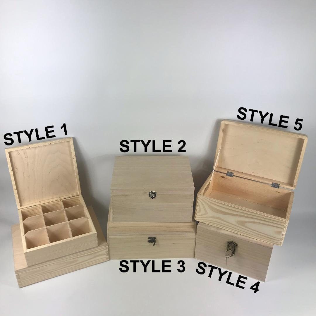 Large Personalised Engraved Square Wooden Keepsake Trinket Boxes ...