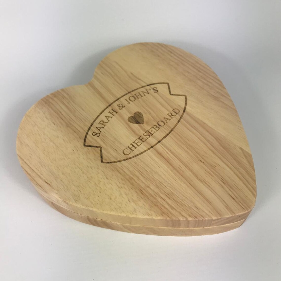 Personalized Heart Wood Cheese Board Serving Set / Personalised Wooden ...