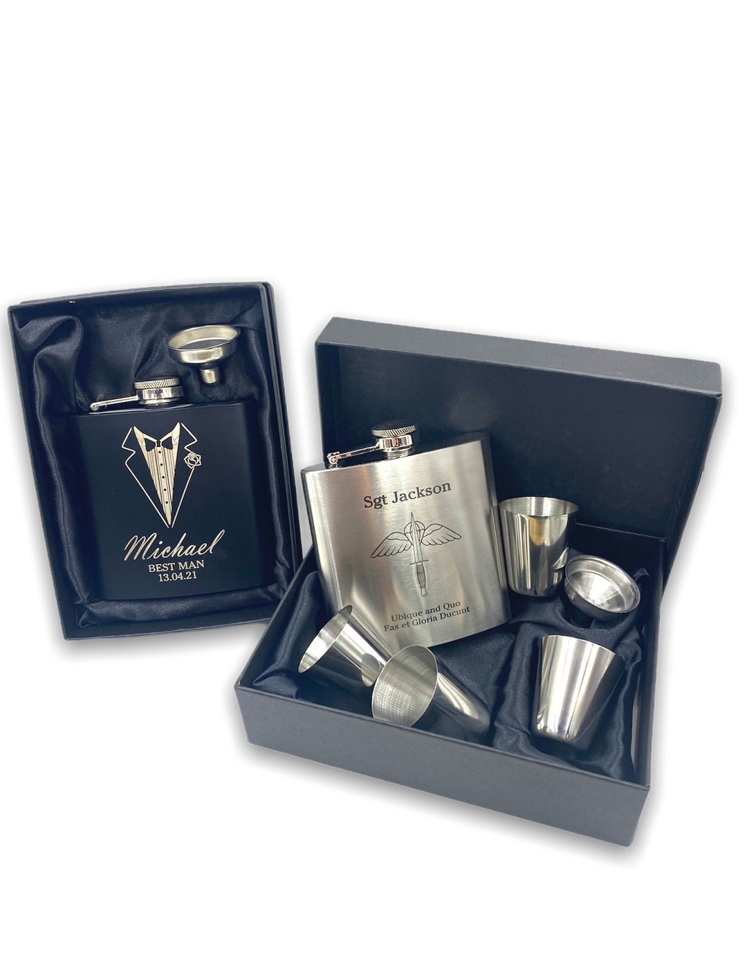 Personalised Engraved 6 Oz Hipflask Any Logo Any Text Metal ...