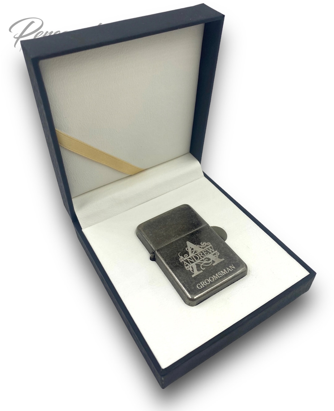 Personalised Wedding Lighter Monogram With Presentation Box Engraved ...