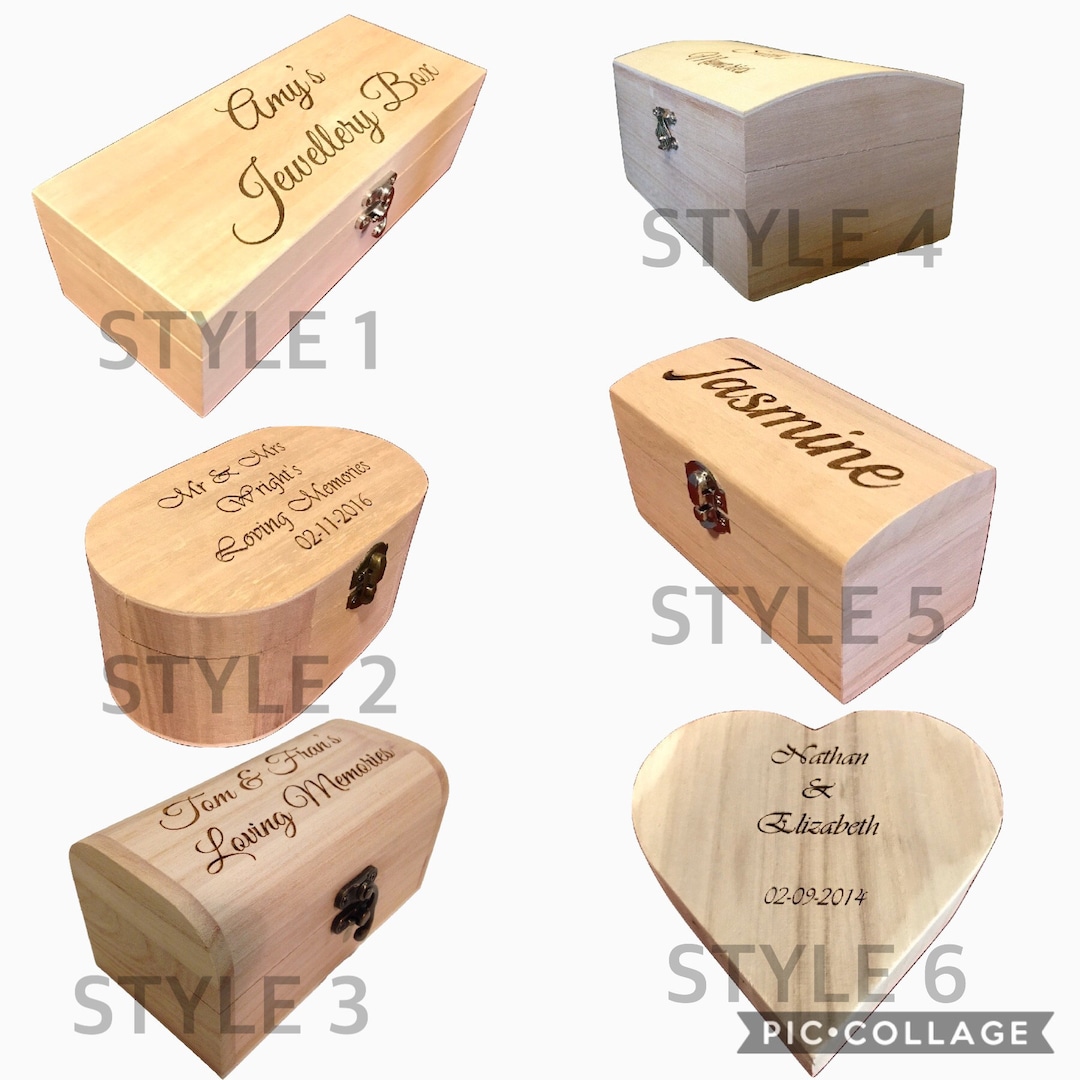 Personalised Engraved Plain or Painted Wooden Keepsake Boxes ...