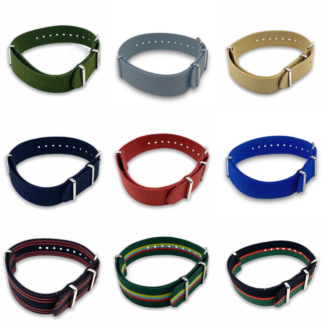 18mm 20mm G10 Universal Nylon Military Watch Strap Black Olive Green ...