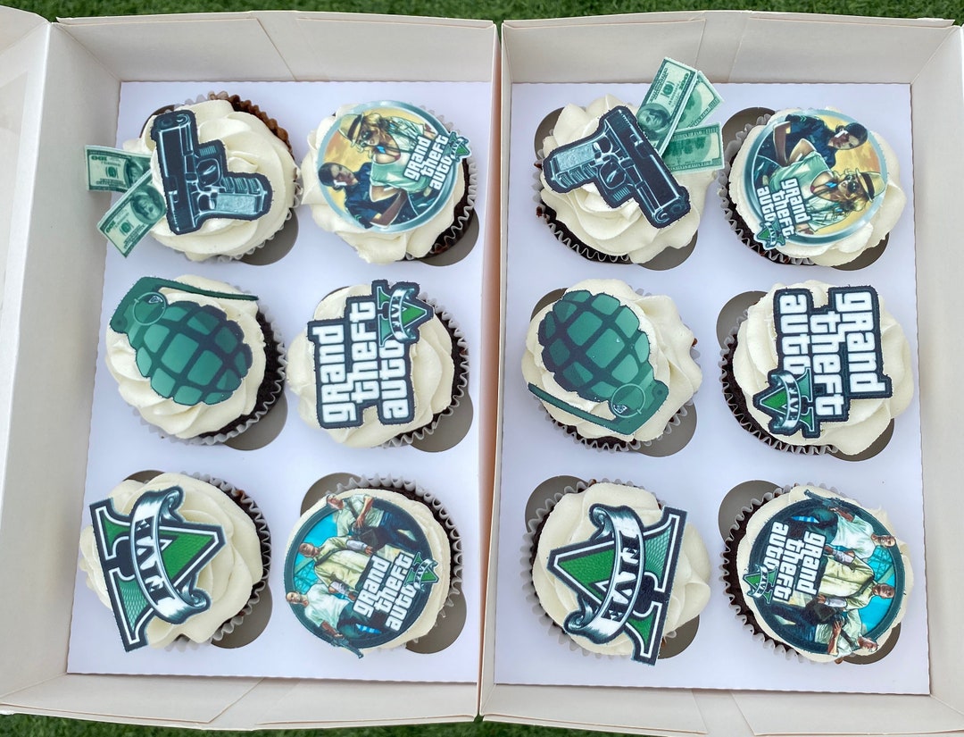 Edible Cake Toppers,personalised Cupcake Toppers, GTA Cake Topper ...