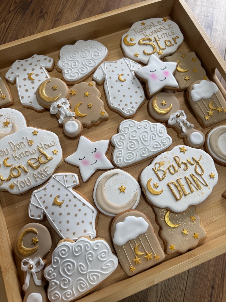 Baby Shower Cookies: Twinkle Star Theme, Decorated Biscuits (set of 10x ...