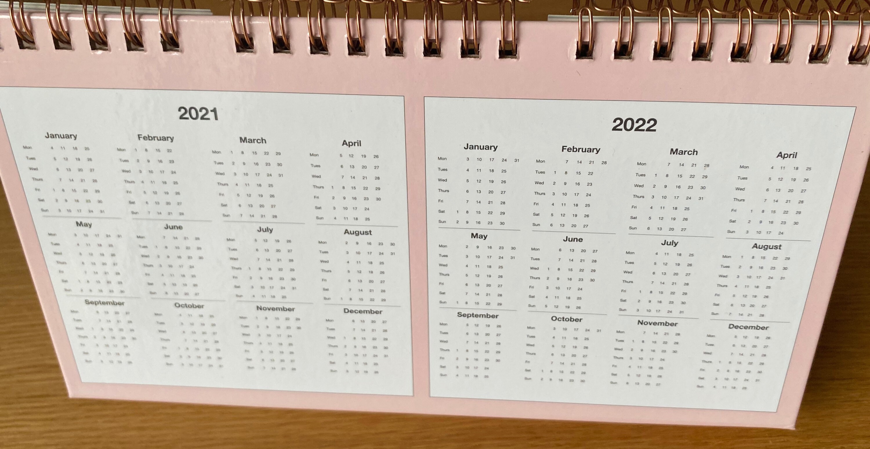 Desk Calendar Rose Gold & Pink Changeable Day/date - Etsy UK