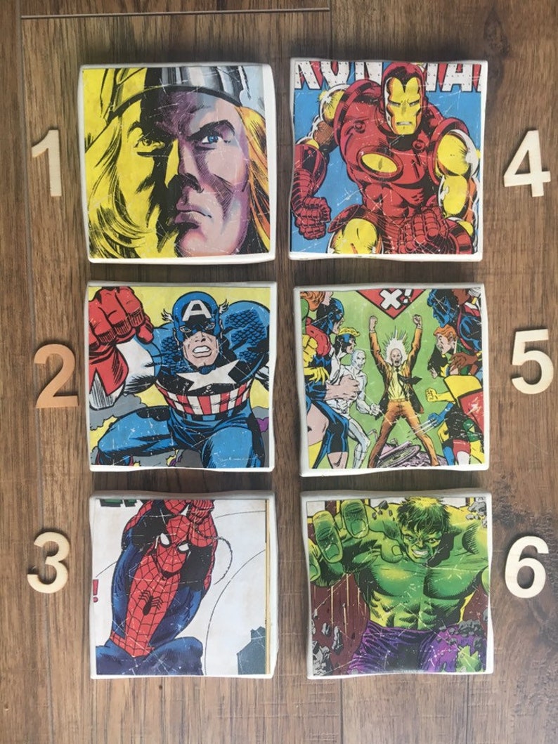 Set of 4 Coasters Marvel Coasters Avengers Coaster Hulk - Etsy