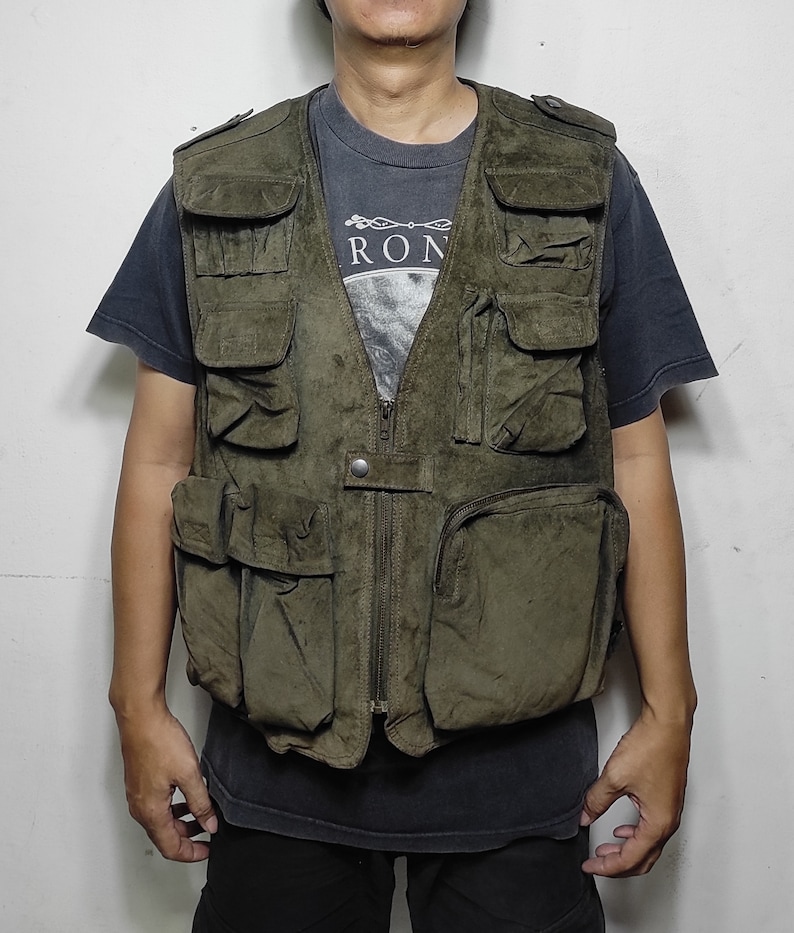 Vintage Tactical Vest Genuine Leather - Etsy