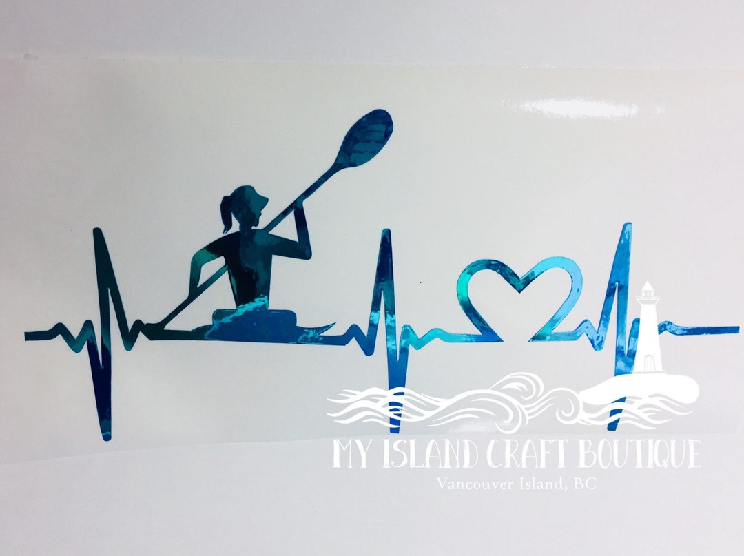 Kayaking Car Decal, Kayaking Heartbeat Decal - Etsy