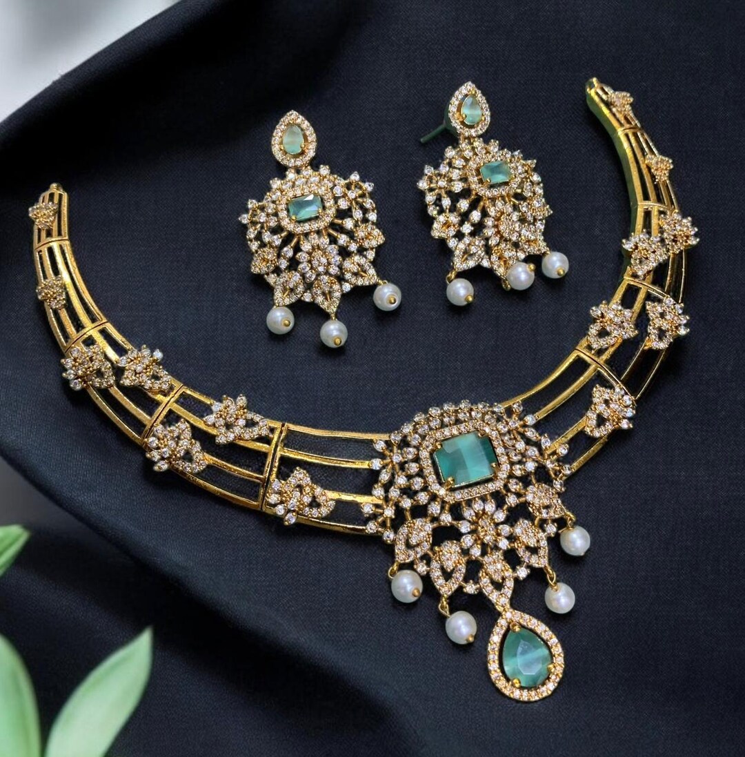 Sabyasachi Inspired Designer Kundan Set, Green Kundan Choker, Kundan ...
