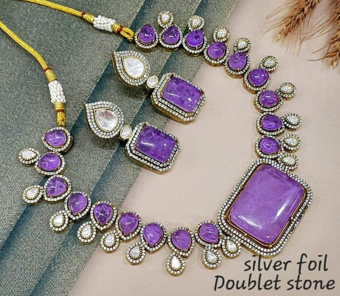 Designer Kundan Bridal Set: Long Tanjore Necklace, Royal Indian Jewelry ...