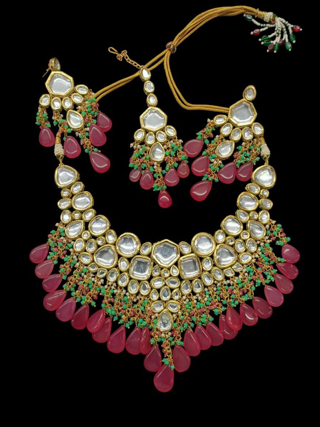Sabyasachi Designer Kundan Set, Green Kundan Bridal Set, Kundan Bridal ...