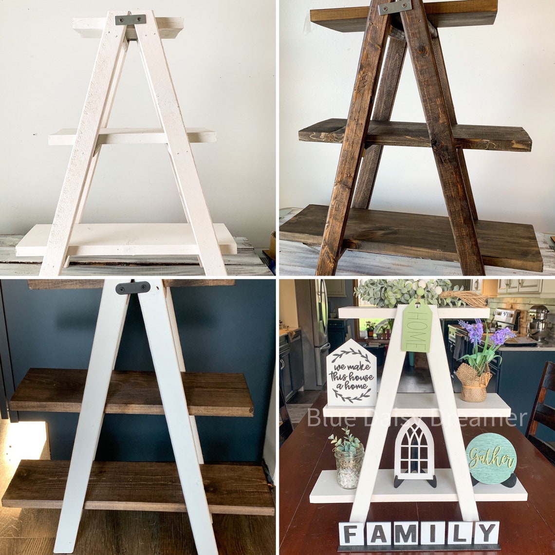 3 Shelf Collapsible Mini Wooden Ladder - Etsy