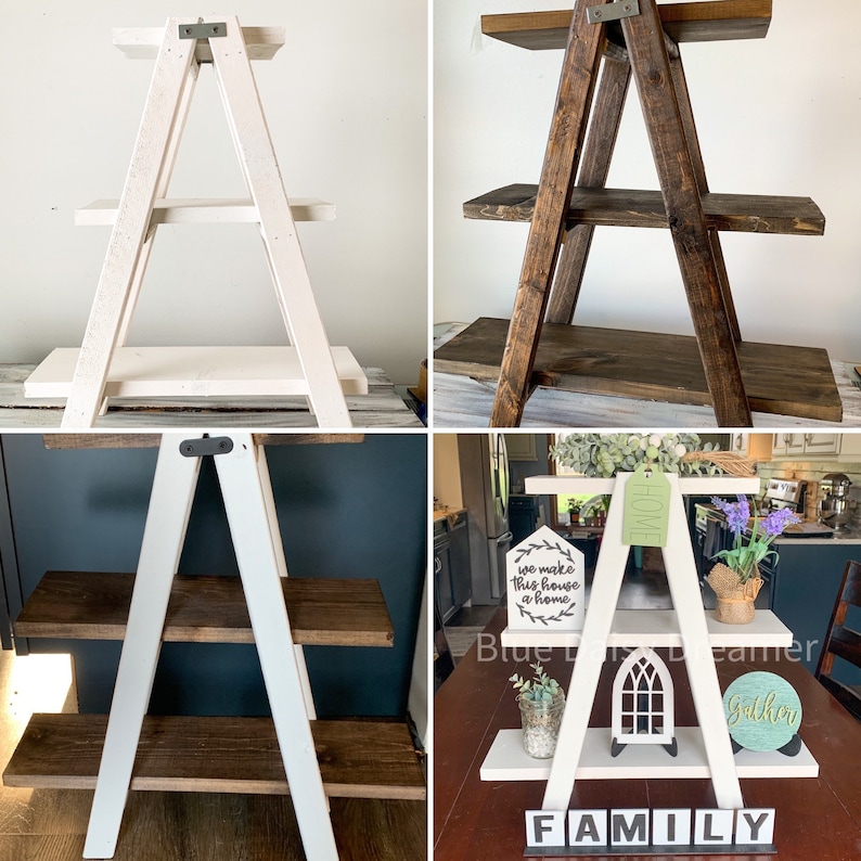 3 Shelf Collapsible Mini Wooden Ladder - Etsy
