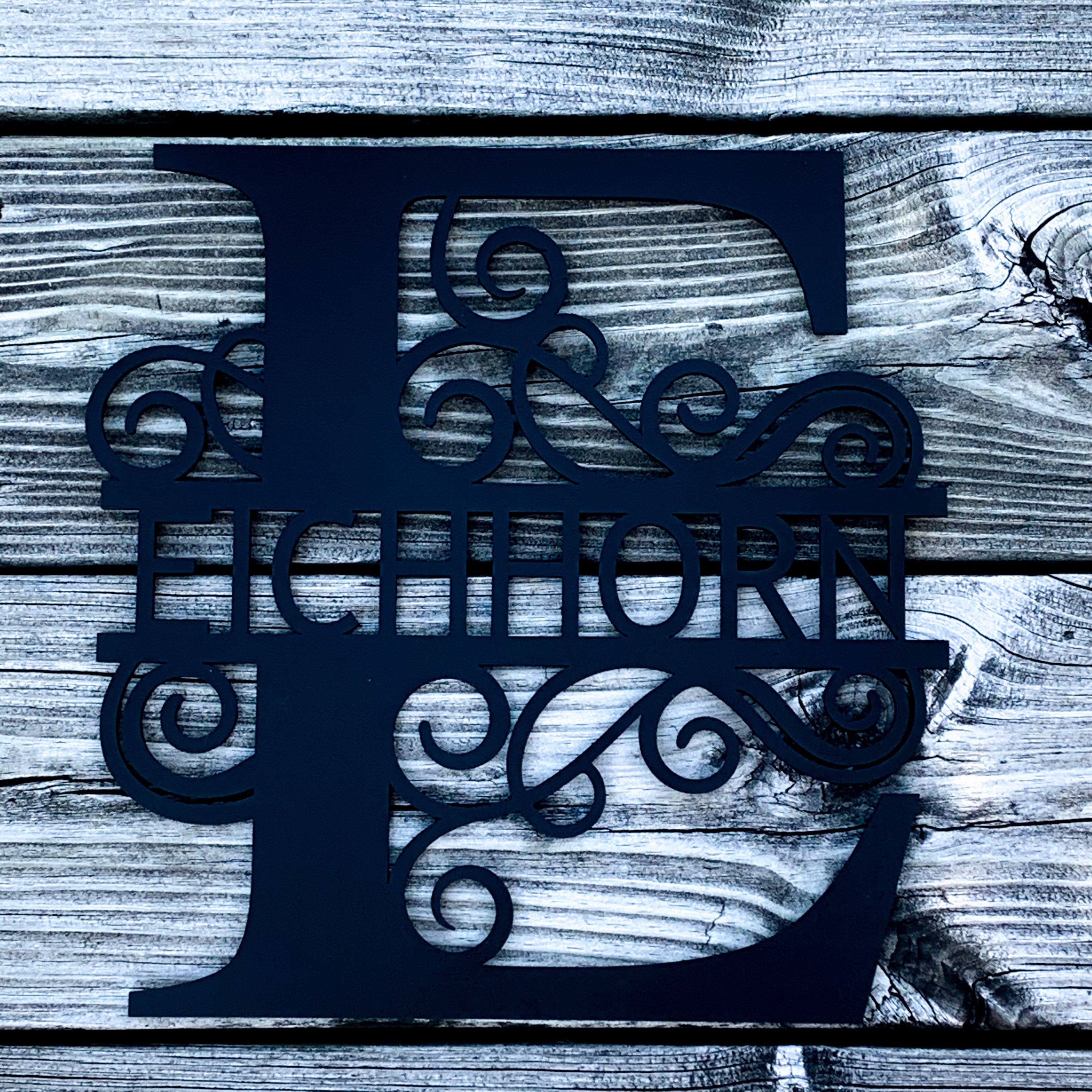 Custom Last Name Monogram - Wood Monogram - Split Initial Wooden Sign ...