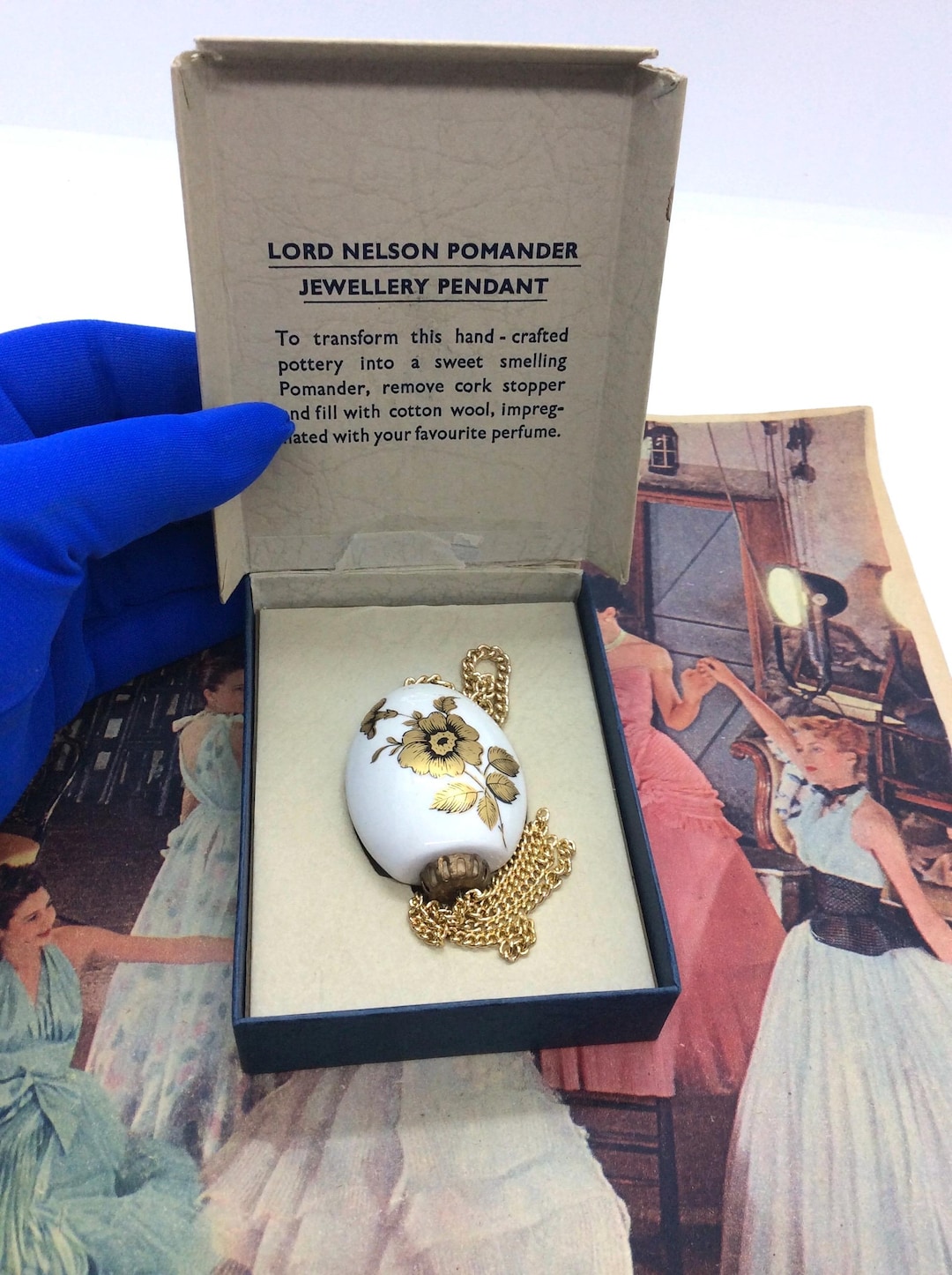 Vintage Ceramic Lord Nelson Pomander Pendent Necklace . - Etsy