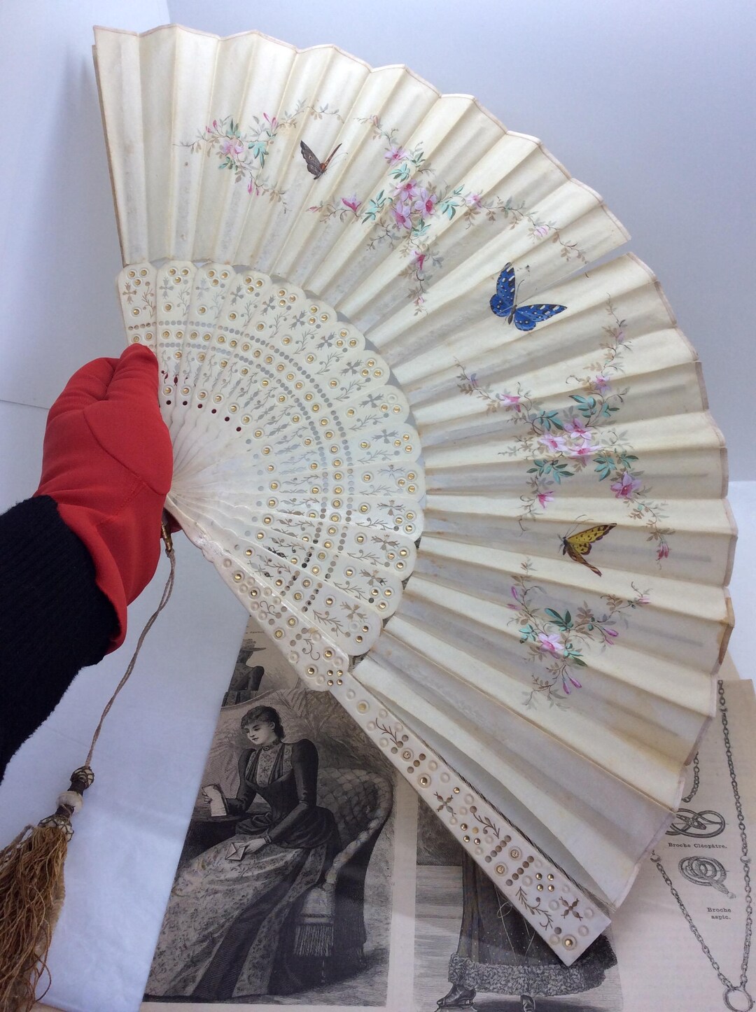Antique Pretty Hand Painted and Bone Decorative Hand Fan - Etsy