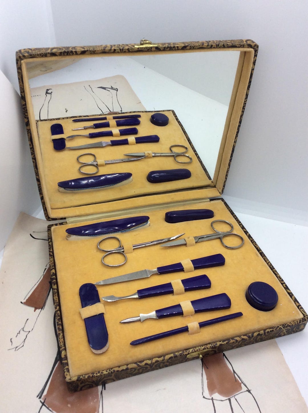 Vintage Art Deco Boxed Manicure Set With Purple Tools - Etsy