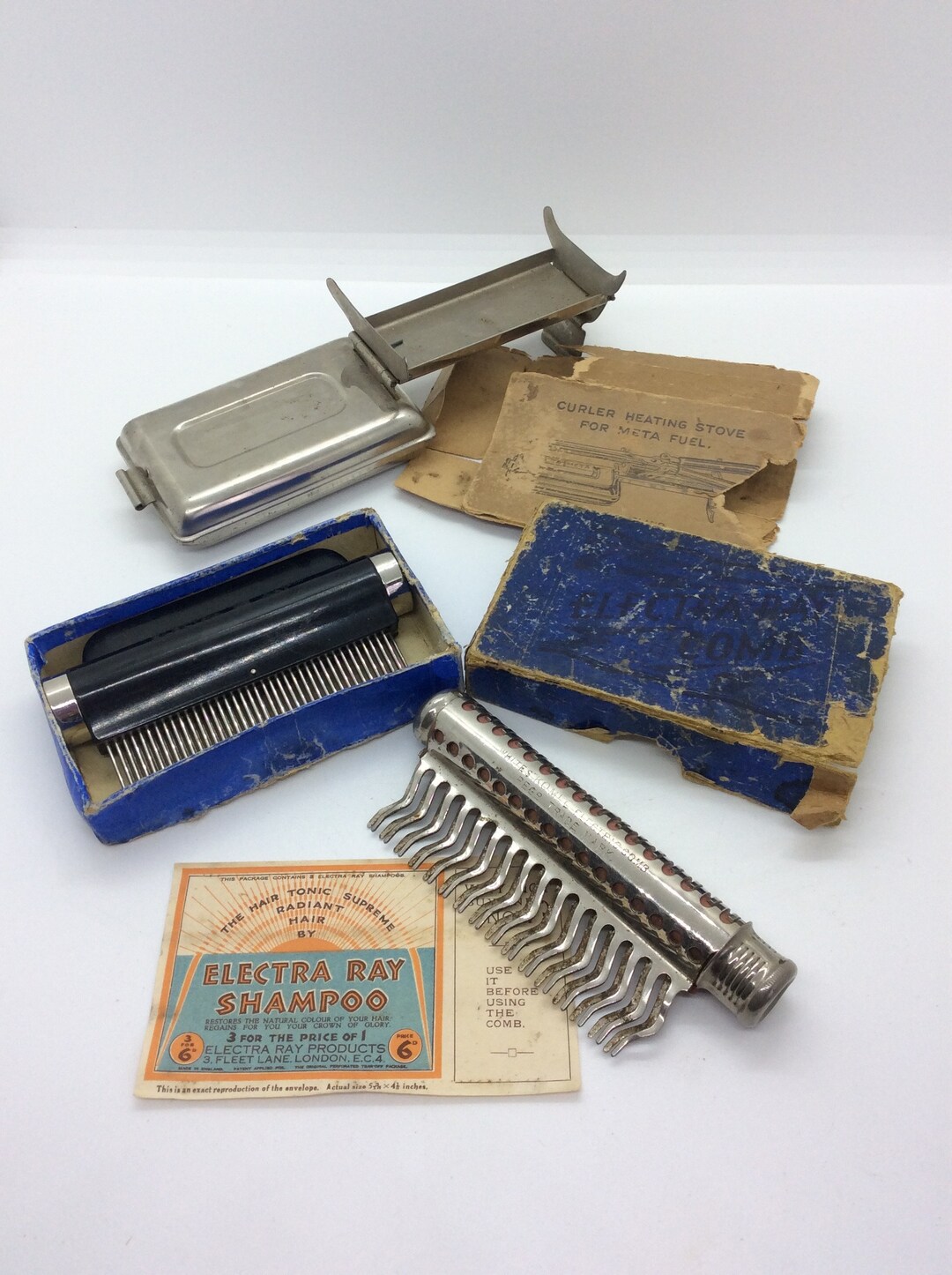 Art Deco Hairdressing Items , Electric Ray Comb ,curler Heating Stove ...