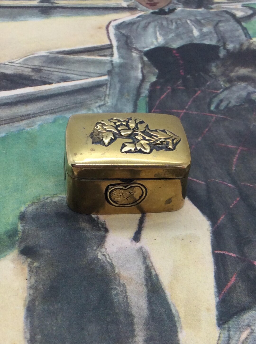 Antique Japanese Meiji Brass Hinged Snuff ,pill ,stamp Box - Etsy