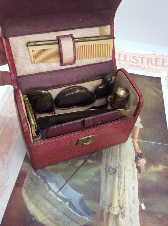 Antique Rare Victorian Vanity Travel Case complete wi… - Gem