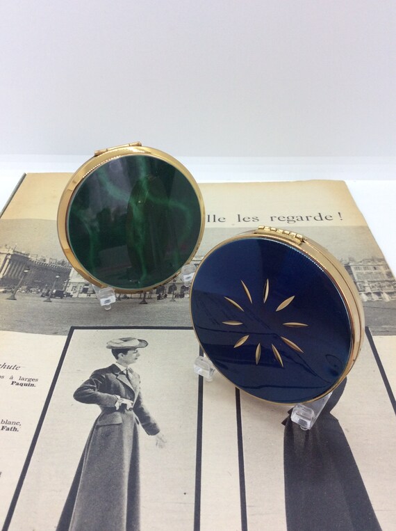 2 Vintage Stratton Compacts One Enamel And One Gold T… - Gem