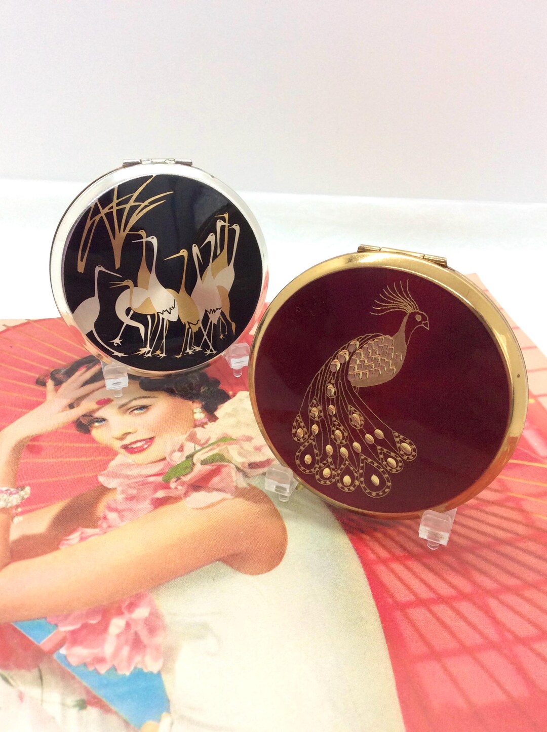 2 Vintage Bird Themed Stratton Powder Compacts - Etsy