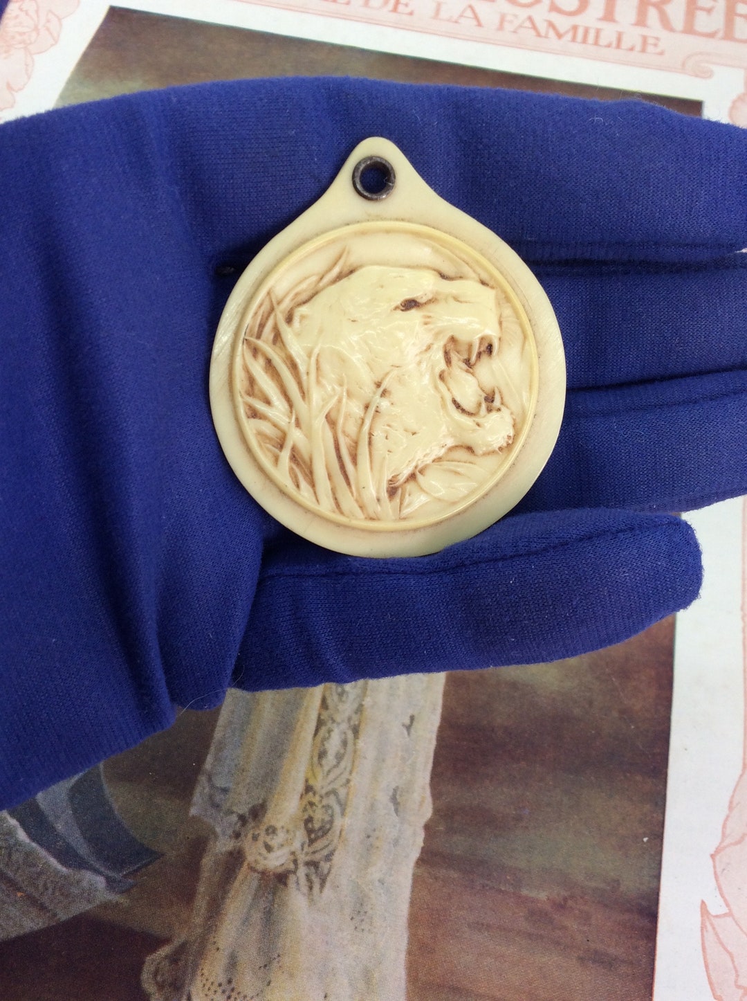 Antique Victorian Celluloid Mirror With Tigers Head - Etsy