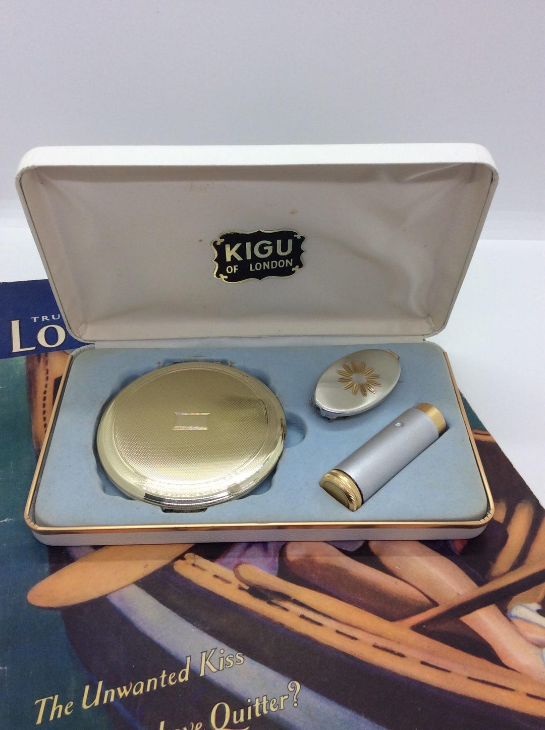Vintage Kigu Powder Compact Set in Hard Cased Fitted Box - Etsy
