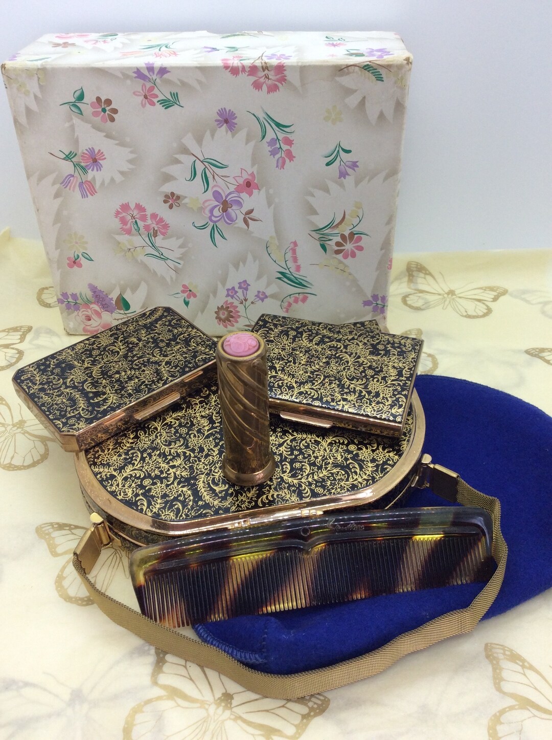 Vintage Stratton Party Case With Powder Compact and Cigarette Case,comb ...