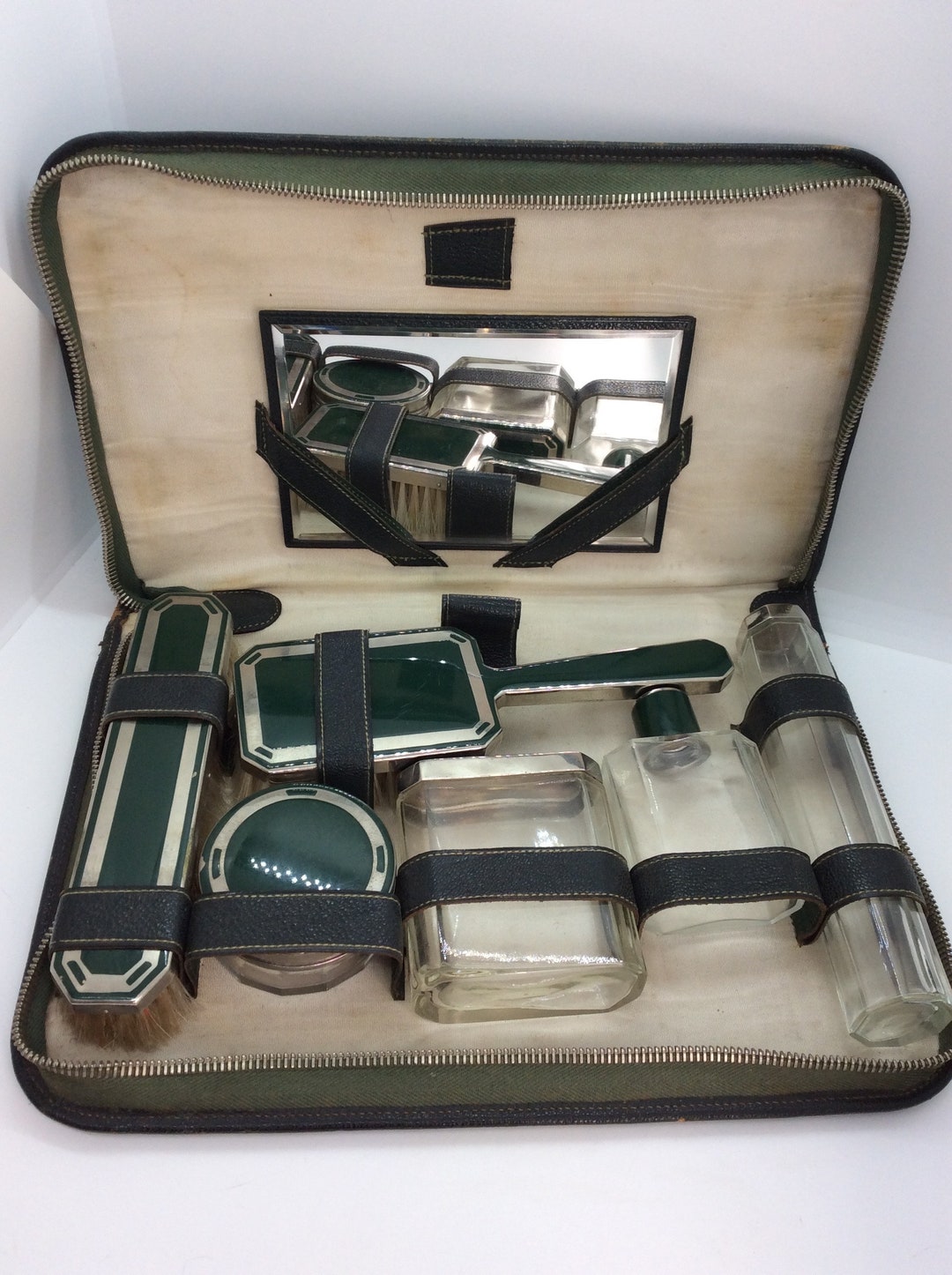 Vintage Art Deco Travel Vanity Case Complete With Brushes and Vanity ...