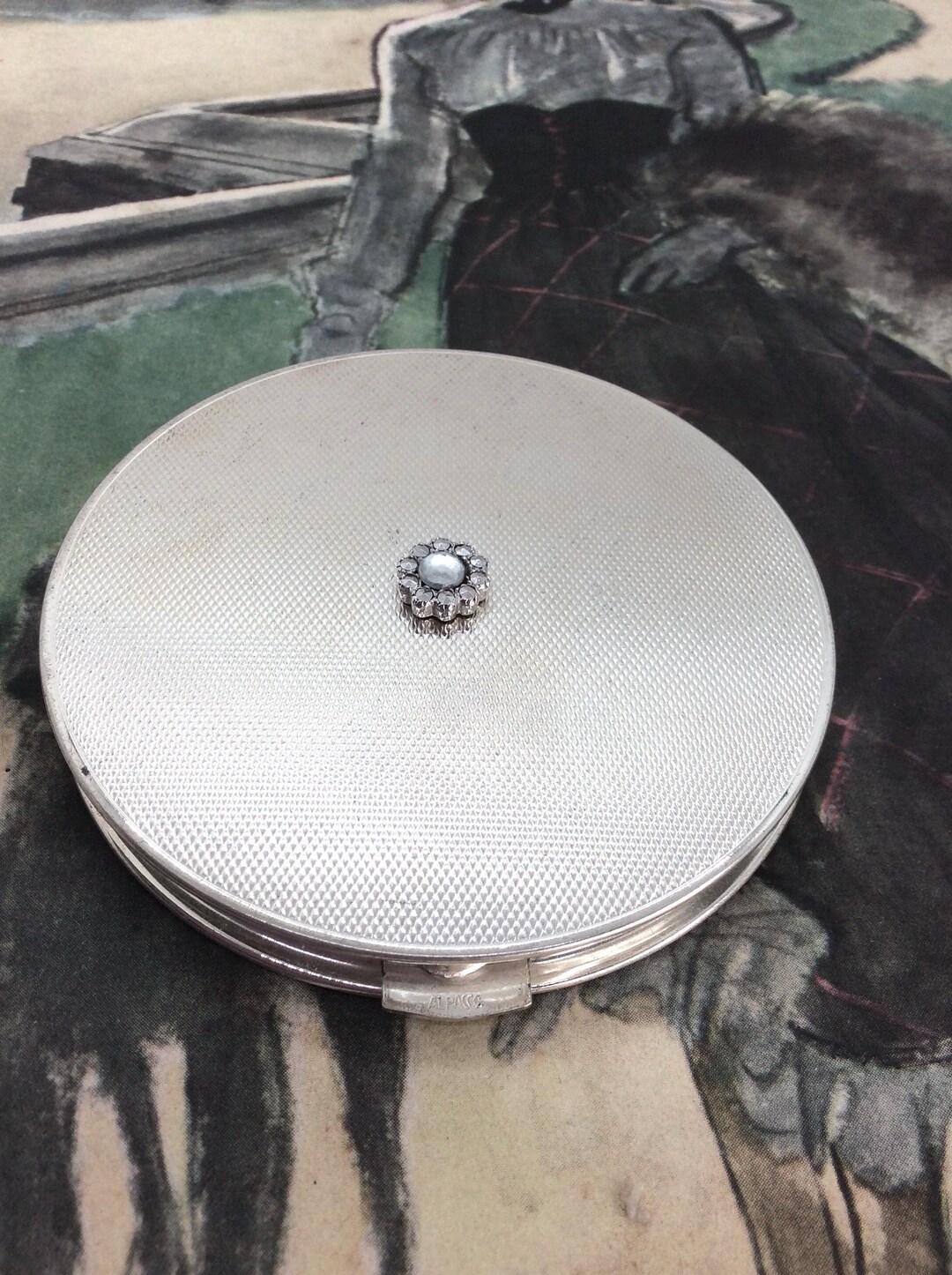 Vintage Alpacca Silver Powder Compact .german Silver ..nickle Silver - Etsy