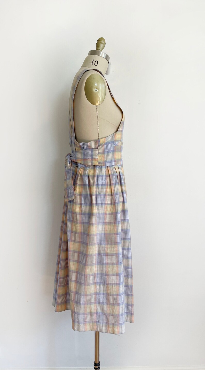 Vintage Pinafore Midi Dress Plaid Pattern Dress Pastel - Etsy