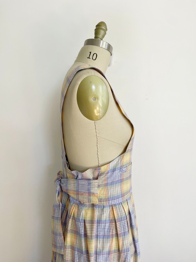 Vintage Pinafore Midi Dress Plaid Pattern Dress Pastel - Etsy