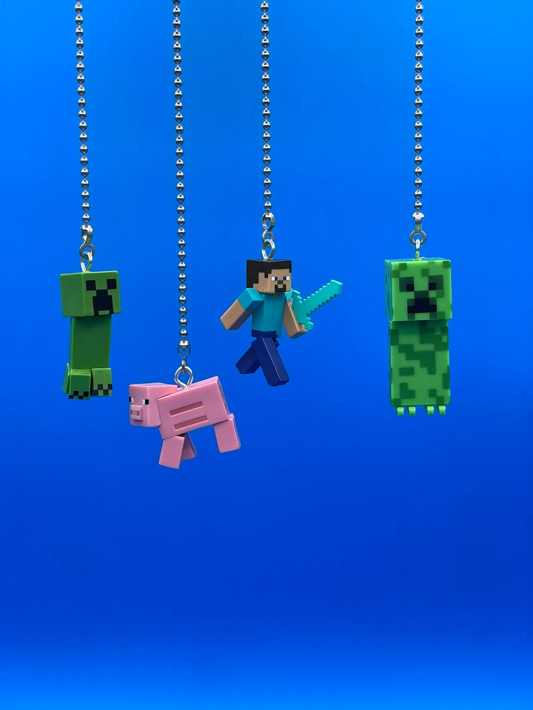 Minecraft Ceiling Fan/light Pull Chains Steve, Creeper, Pink Pig - Etsy