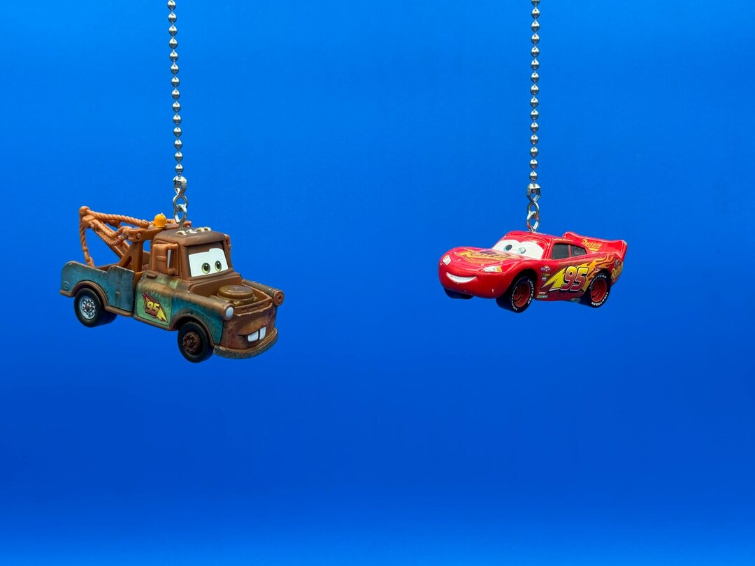 Disney's Cars Lightning Mcqueen & Mater Ceiling Fan/light Pull Chains ...