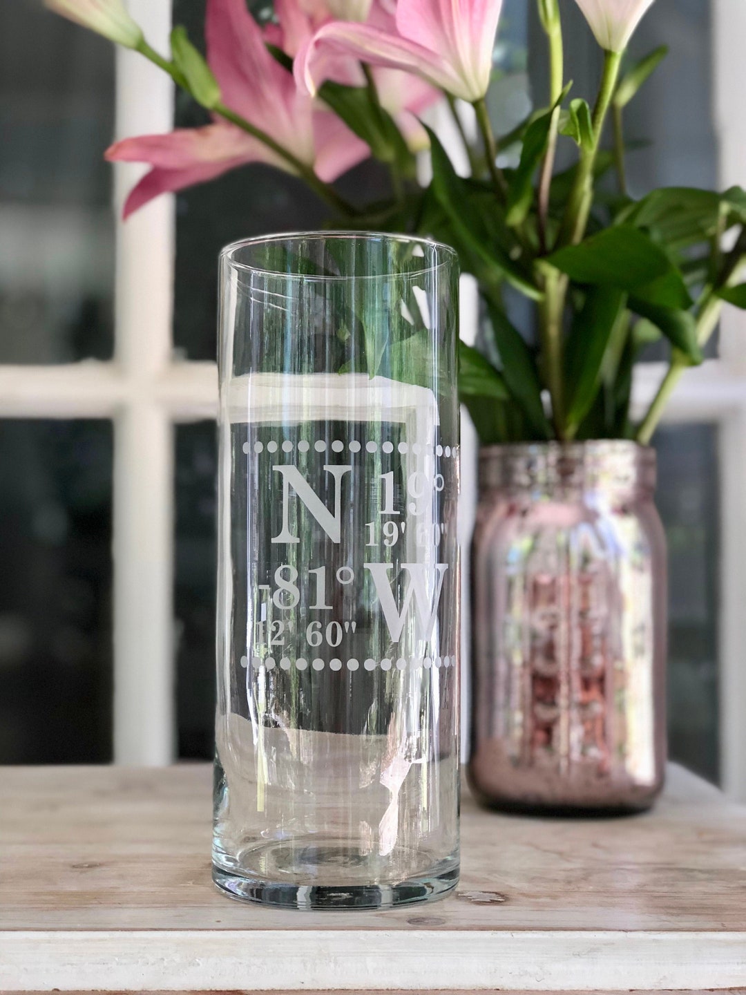 Personalized Flower Vase Glass Etched Flower Vase Custom Flower Vase ...