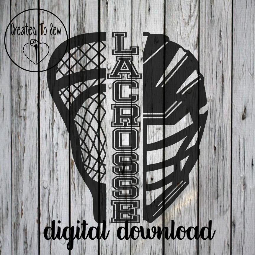 Split Lacrosse Helmet and Stick SVG and PNG Digital Instant Download ...
